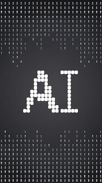 artificial intelligence with text ai in binary code virtual screen