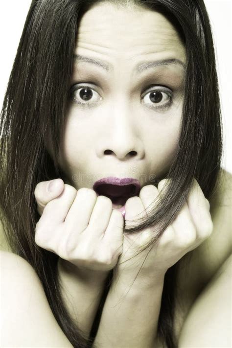 Scared Asian Stock Image Image Of Shot Pose Background