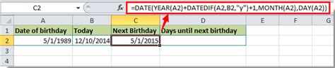 How To Calculate Days Until Next Birthday In Excel