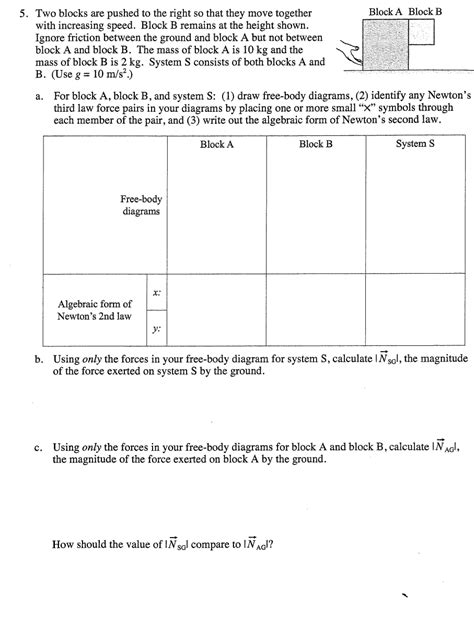 Solved Please Do All Parts5 Two Blocks Are Pushed To The