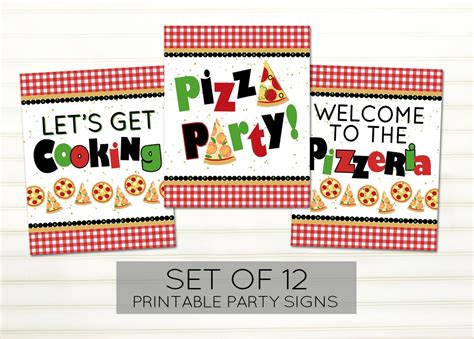 Pizza Party Signs Pizzeria Theme Decor Printable Etsy