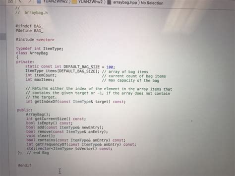 Solved Set Class Use The Files Arraybagh And Arraybagcpp
