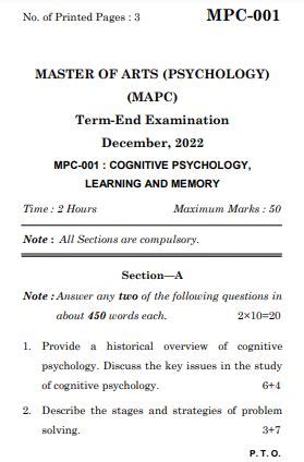 IGNOU MPC Previous Years Solved Question Paper