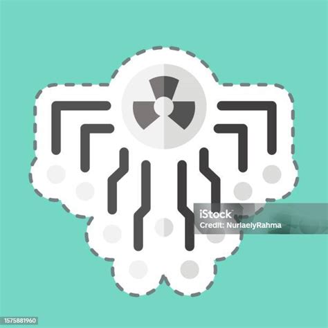 스티커 라인 컷 방사선 핵 기호와 관련이 있습니다 심플한 디자인 편집 가능 간단한 그림 가연성에 대한 스톡 벡터 아트 및 기타