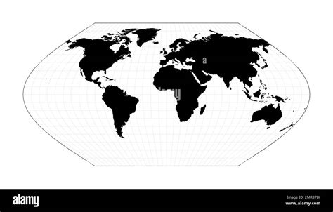 World Map With Graticule Lines Eckert V Projection Plain World Geographical Map With Graticule