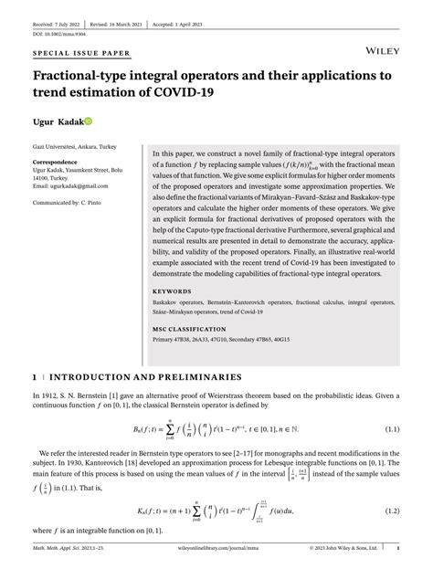 Fractional‐type Integral Operators And Their Applications To Trend