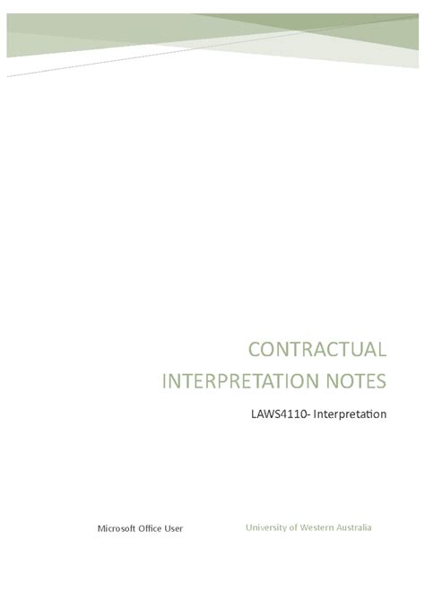 Contractual Interpretation Notes Microsoft Office User Contractual Interpretation Notes