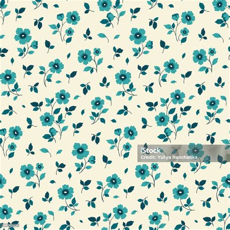 완벽 한 꽃 패턴 식물 디자인 추상 장식 푸른 꽃 작은 나뭇 가지 흰색 배경에 나뭇잎 벡터 일러스트 레이 션입니다 고풍스런에 대한 스톡 벡터 아트 및 기타 이미지 Istock