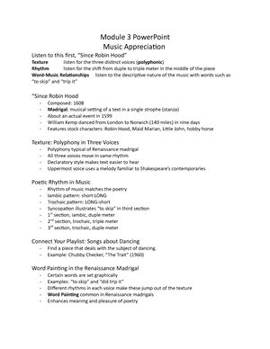 Module Notes The Elements Of Music A Brief Introduction Melody A Single Line Of Notes In