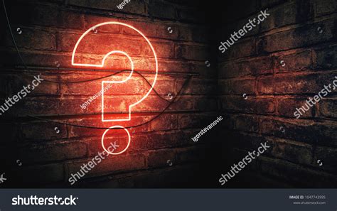 벽돌 벽에 물음표 네온 사인 테스트 스톡 일러스트 1047743995 Shutterstock