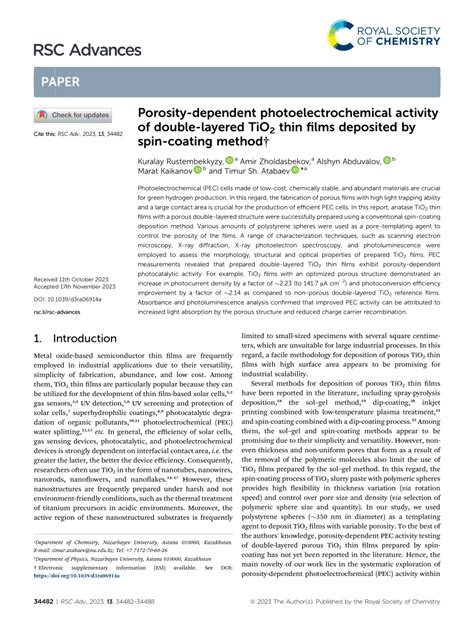 Pdf Porosity Dependent Photoelectrochemical Activity Of Double