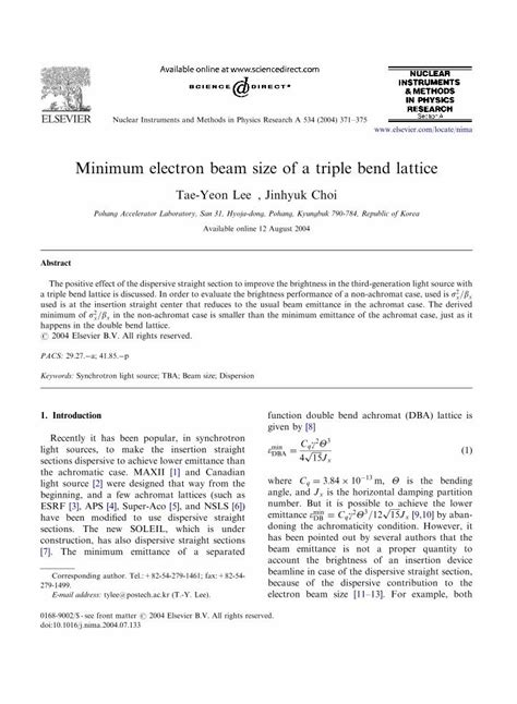 pdf minimum electron beam size of a triple bend lattice dokumen tips
