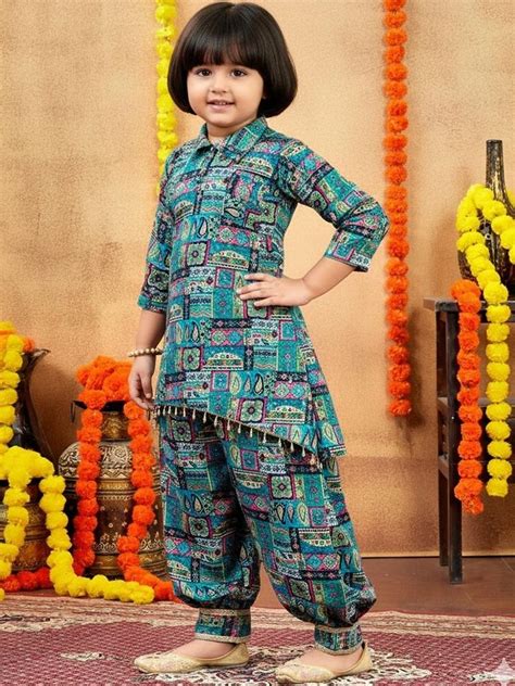 Buy Aarika Girls Ethnic Motifs Printed Pure Cotton Kurti With Harem