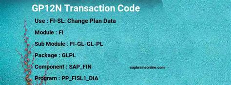 GP N SAP Tcode For FI SL Change Plan Data