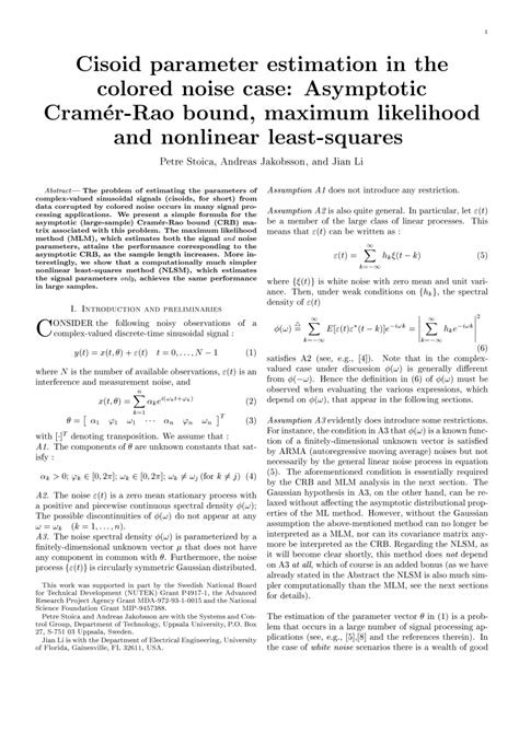 Pdf Cisoid Parameter Estimation In The Colored Noise Case Asymptotic