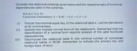 Solved Consider The Relational Schemas Given Below And The