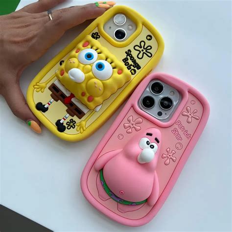 خرید قاب فانتزی پاتریک و باب اسفنجی آدامسی برای اپل آیفون 13 پرو با