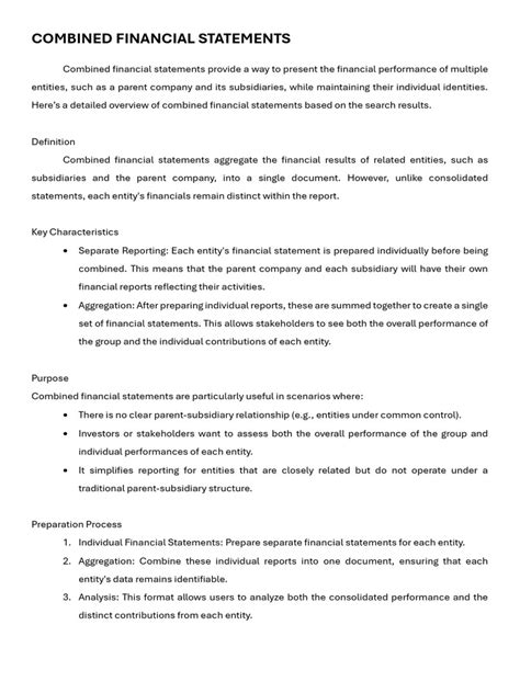 Combined Financial Statements Pdf
