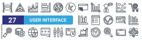 Set Of 27 Thin Line User Interface Icons Such As Data Analytics