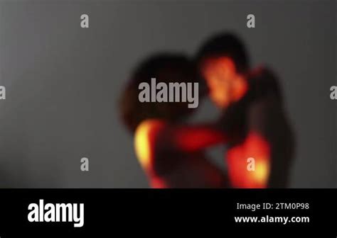 Romantic Love Sensual Couple Double Exposure Blur Defocused Beloved Man And Woman Embracing