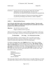 LAB Disassembly Doc PC Hardware LAB Disassembly Babe Name Babe ID