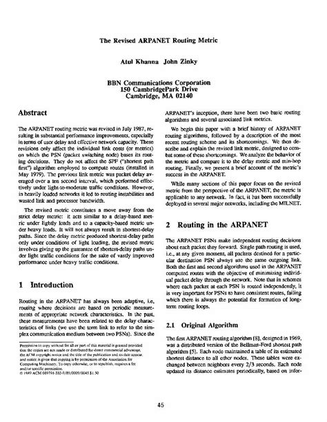 Pdf 2 Routing In The Arpanet 1 Introduction · The Revised Arpanet