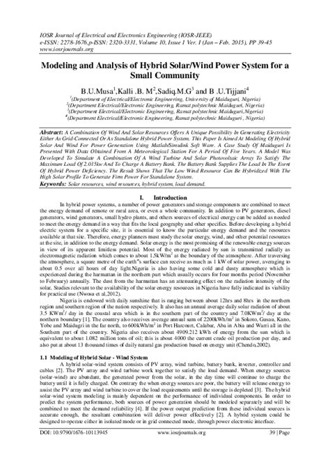 pdf wind solar hybrid power system modeling and analysis