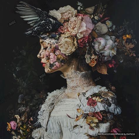 Ai创作图人头花艺造型 欧美花 欧美静物花卉 油画风花艺 欧美油画花 装饰逼真立体画 欧美花鸟 欧美古典花 油画风花材手绘 唯美人物油画 创意唯美女孩 唯美艺术品 欧美大花 唯美艺术创意 3d