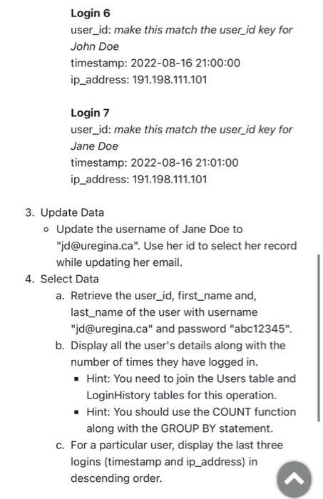 lab activity instructions 1 create tables 1 create