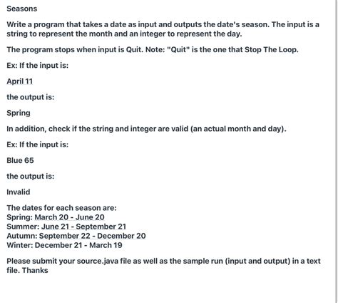 Answered Seasons Write A Program That Takes A Bartleby