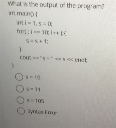 Solved What Is The Output Of The Program Int Main Int I