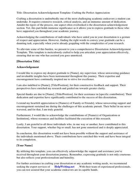 Dissertation Acknowledgement Template Download Free Pdf Thesis