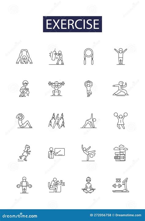 Exercise Line Vector Icons And Signs Exercise Gym Fitness Aerobics Jogging Running