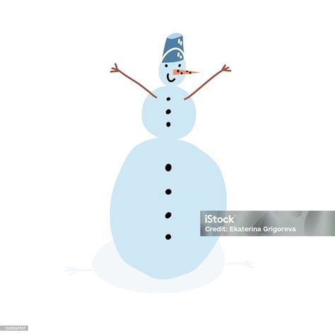 브런치 암 당근 코 양동이 모자를 곁들인 서리가 내린 귀여운 눈사람 벡터 격리 만화 스타일 일러스트레이션 0명에 대한 스톡 벡터 아트 및 기타 이미지 Istock