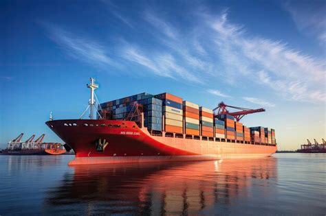Premium Photo A Huge Container Ship In The Ocean