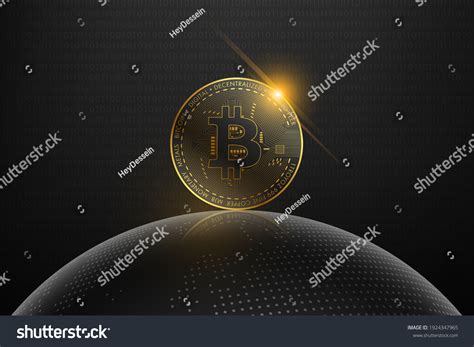 Golden Bitcoin Digital Currency World Globe Stock Vector Royalty Free Shutterstock