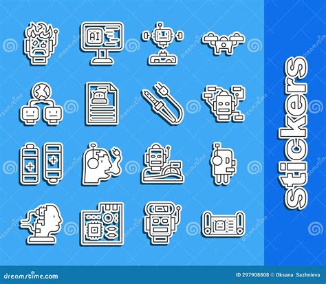 Set Line Robot Blueprint Disassembled Robot Technical Specification