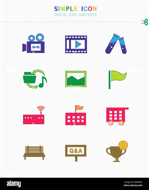 An Illustration Of Different Simple Icons Stock Photo Alamy