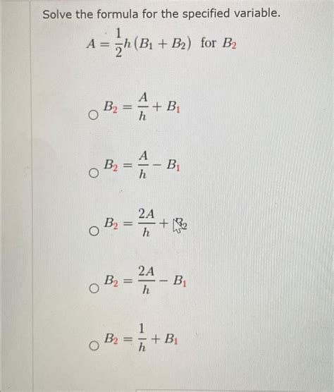 Solved Solve The Formula For The Specified
