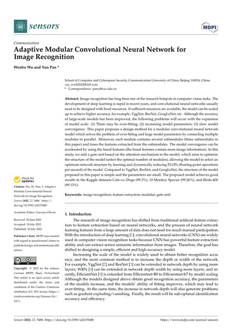 PDF Adaptive Modular Convolutional Neural Network For Image Recognition