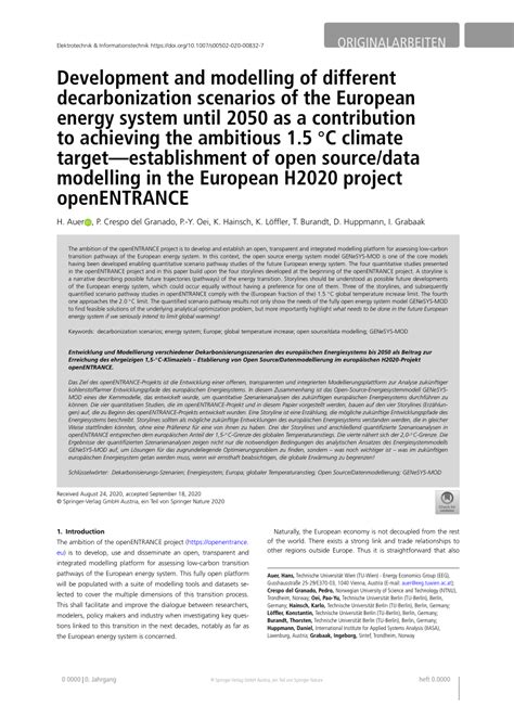Pdf Development And Modelling Of Different Decarbonization Scenarios
