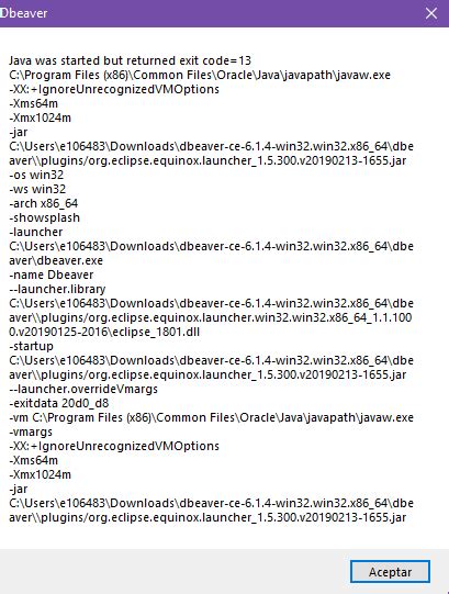 Error Executing Dbeaver Zipped Version In Windows 10 · Dbeaver