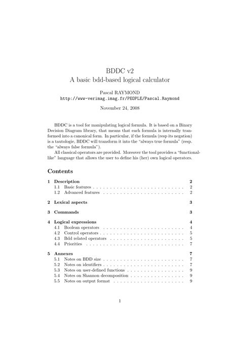 pdf bddc v2 a basic bdd based logical calculator
