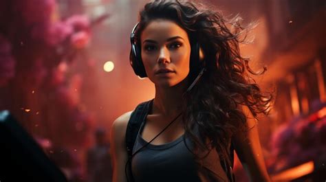 Premium Ai Image Young Girl Posing With Barcode In Gym