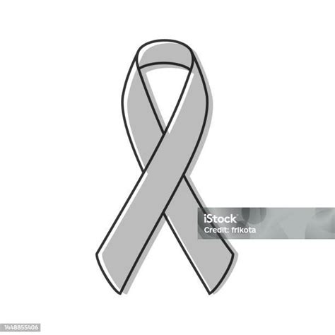 인식 리본 검은색 윤곽선 그레이 색상 벡터 일러스트 레이 션 평면 디자인 난소암에 대한 스톡 벡터 아트 및 기타 이미지 난소암 리본 Charitable