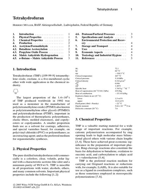 Tetrahydrofuran Pdf Pdf Tetrahydrofuran Polyurethane