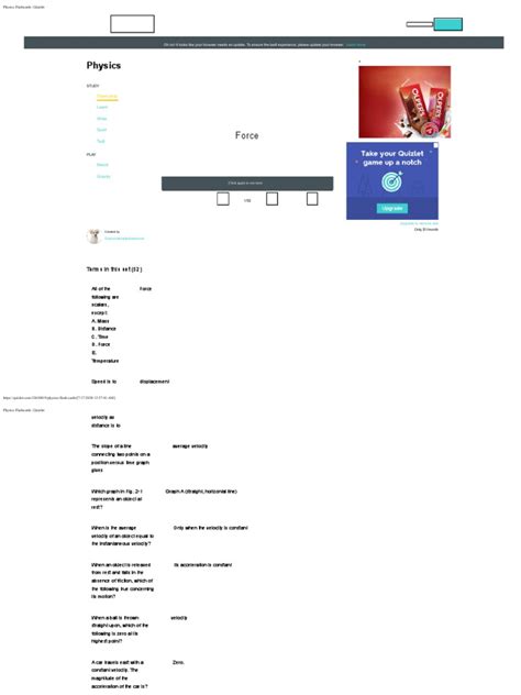 Physics Flashcards Quizlet Pdf Velocity Acceleration