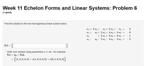 Solved Week 11 Echelon Forms And Linear Systems Problem 6