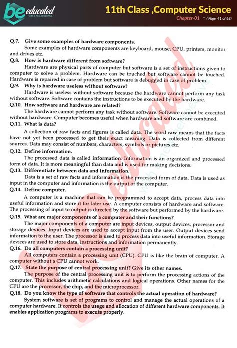 Cahpter 1 Computer Science Ics Part 1 Notes Inter Part 1 Notes