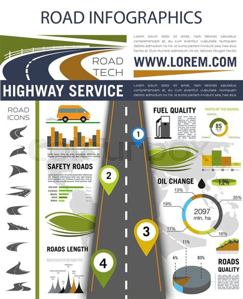 Road Infographic Roadway With Pin Stock Vector Colourbox